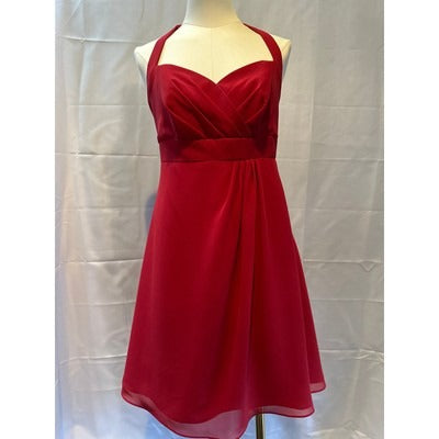 Alfred Angelo Red Halter Neck Dress With Empire Waist – Luqsee